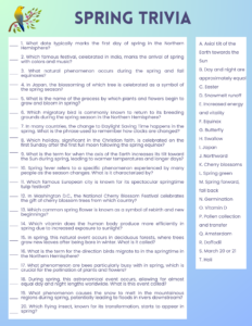 Free Printable Spring Trivia Questions and Answers to Celebrate Spring ...
